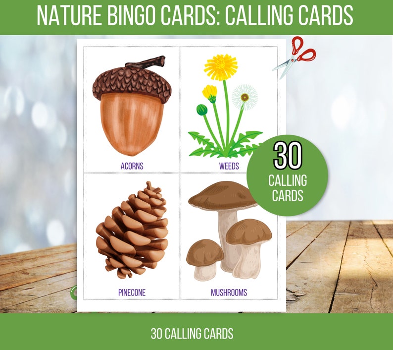 Nature Bingo, 30 Printable Nature Bingo Cards, Nature Party Game ...
