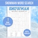 Snowman Word Search, Fun Snowman Game, Printable Snowman Game, Snowman ...