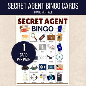 Secret Agent Bingo, 30 Printable Secret Agent Bingo Cards, Secret Agent ...