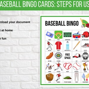 Baseball Bingo, 30 Unique Printable Baseball Bingo Cards, Baseball Game ...