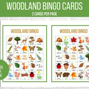 Woodland Bingo, 30 Printable Woodland Bingo Cards, Woodland Party Game ...
