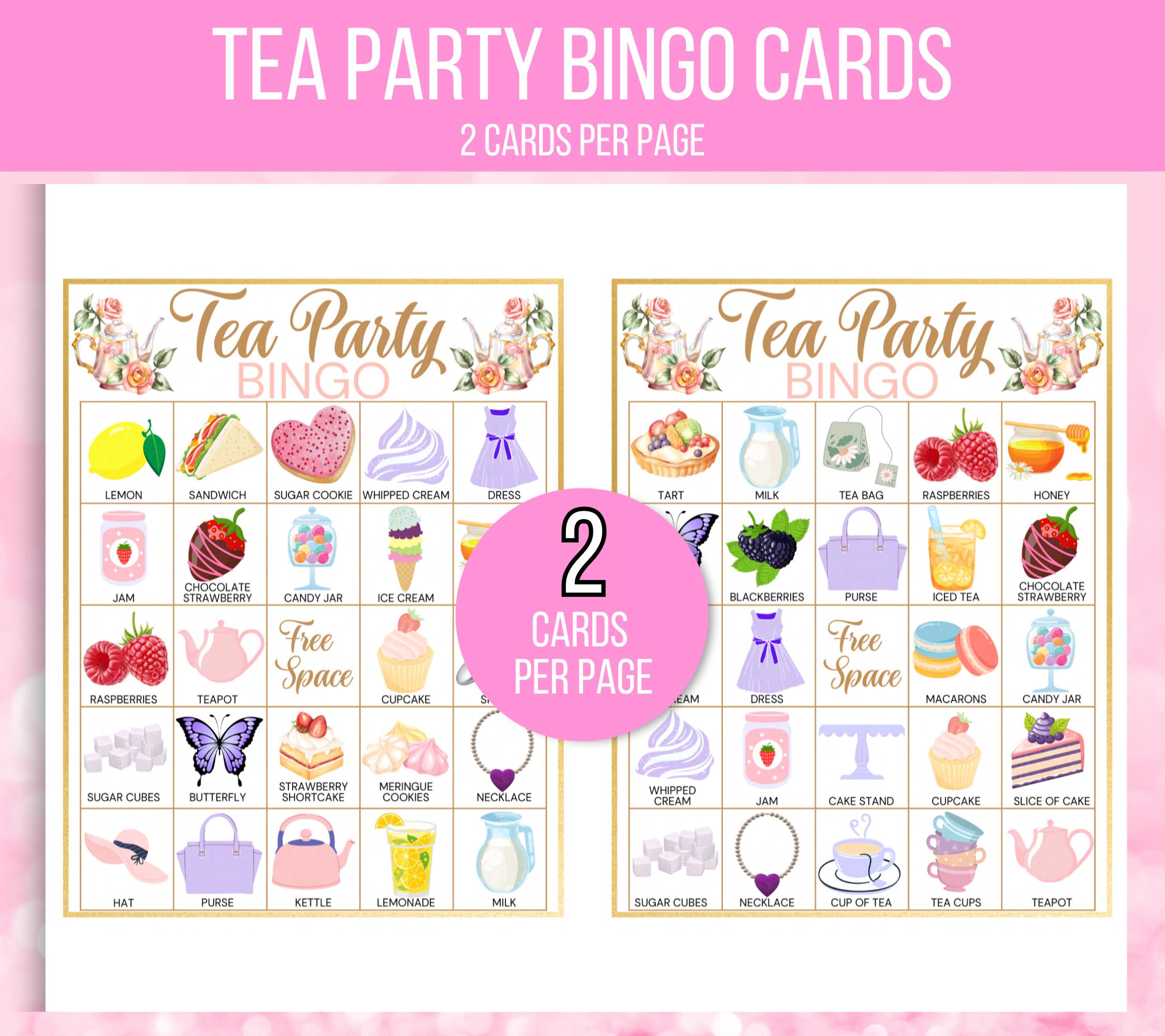 Tea Party Bingo, 40 Unique Printable Tea Party Bingo Cards, Tea Party ...