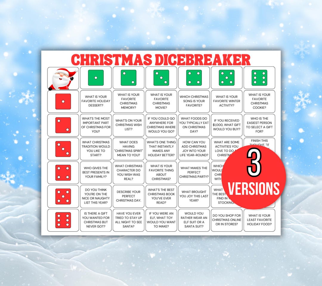 Christmas Dicebreaker, Icebreaker Game, Christmas Games, Christmas ...