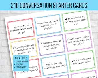 Conversation Cards, Conversation Starters, Road Trip Conversation Cards ...