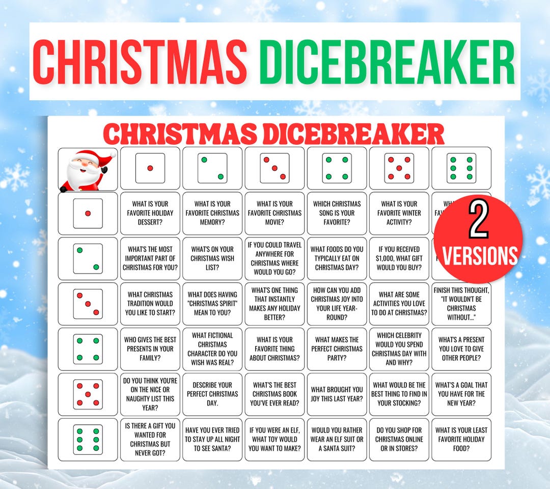 Christmas Dicebreaker, Icebreaker Game, Christmas Games, Christmas ...