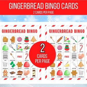 Gingerbread Bingo, 50 Gingerbread Bingo Cards, Christmas Baking Bingo ...