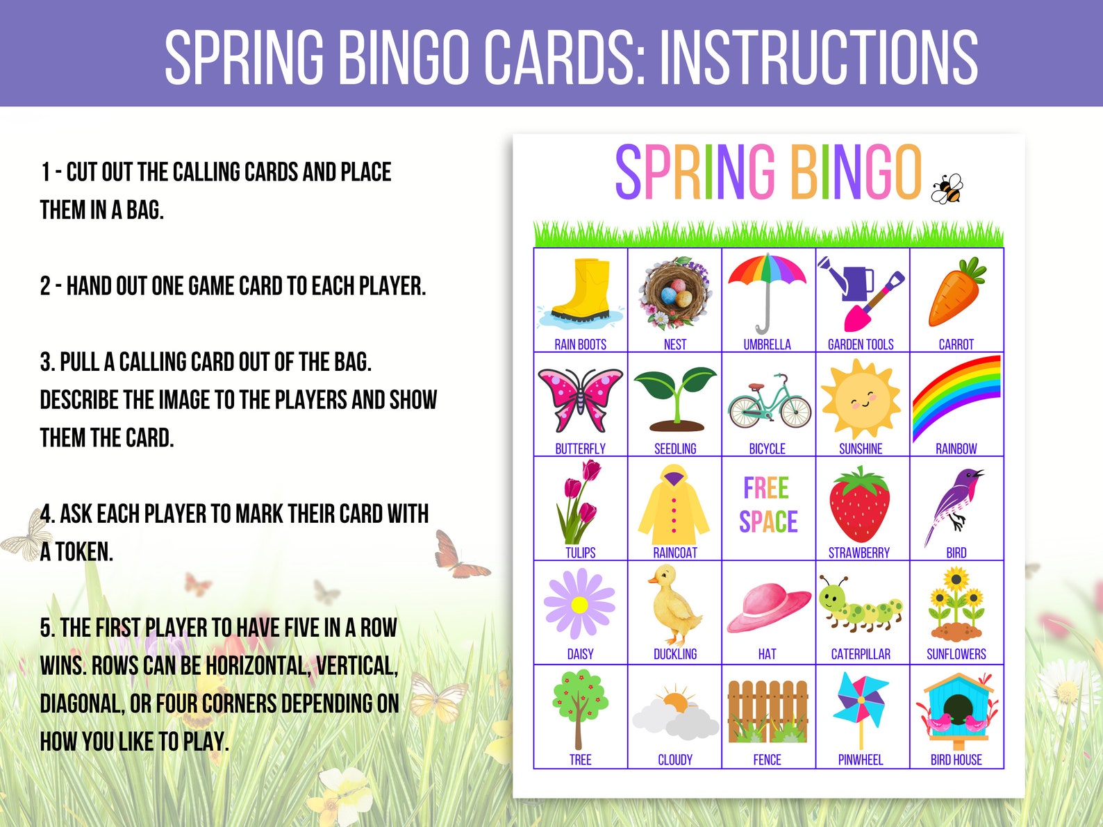 Printable Spring Bingo, 30 Spring Bingo Cards, Spring Activity for Kids ...