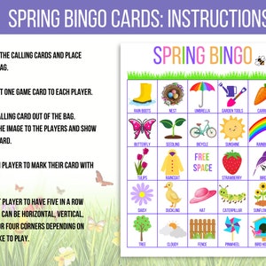 Printable Spring Bingo, 30 Spring Bingo Cards, Spring Activity for Kids ...
