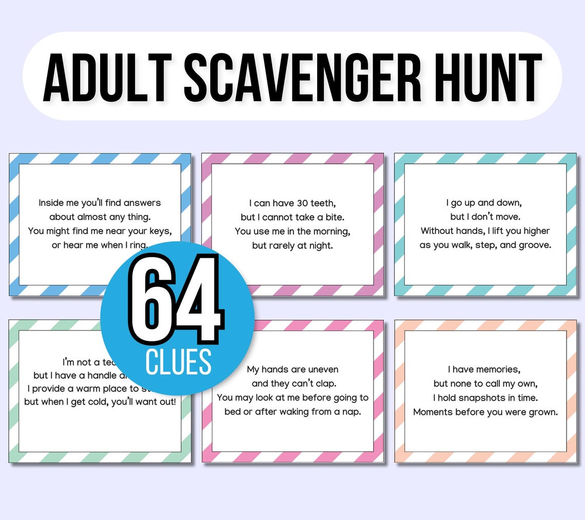 Adult Scavenger Hunt, Teen Scavenger Hunt, Indoor Scavenger Hunt ...