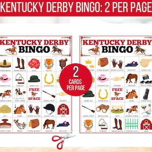 Kentucky Derby Bingo, 50 Kentucky Derby Bingo Cards, Kentucky Derby ...