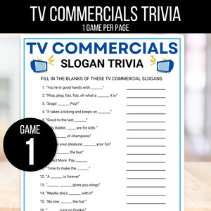 TV Commercial Trivia Game, TV Slogans Trivia Game, TV Commercial Match ...