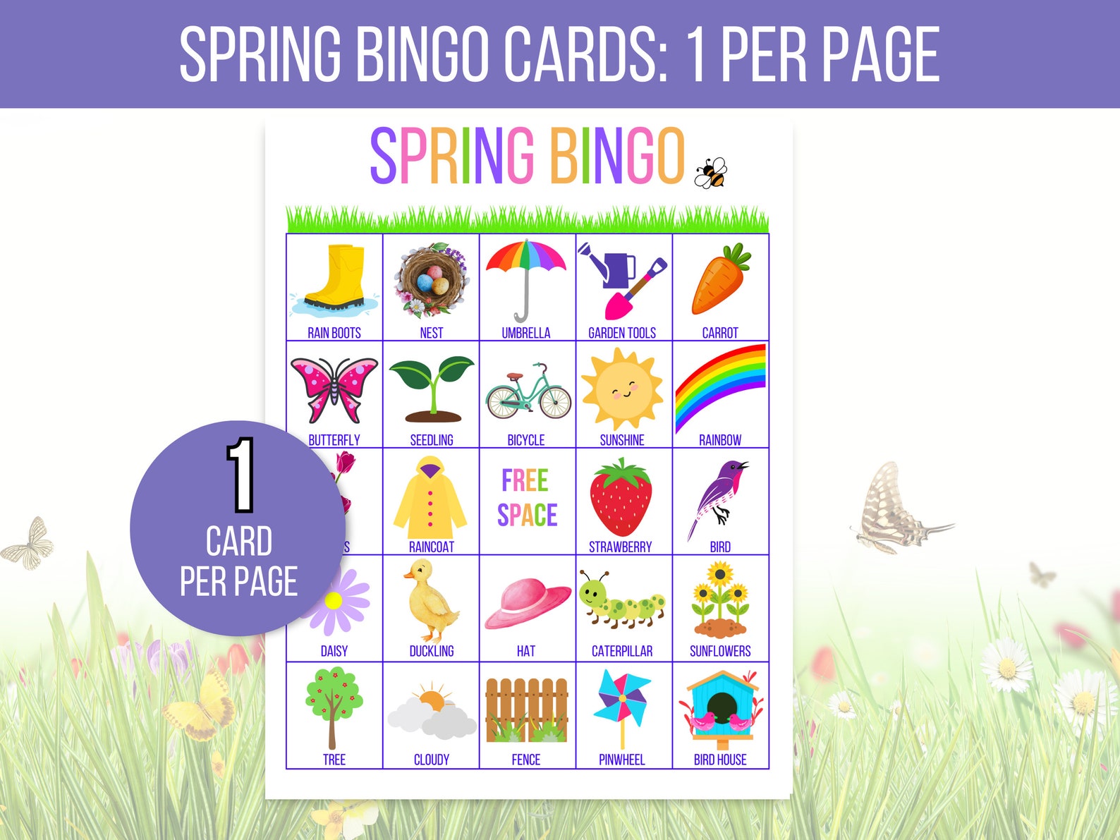 Printable Spring Bingo, 30 Spring Bingo Cards, Spring Activity for Kids ...