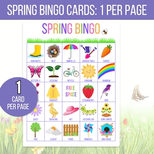 Printable Spring Bingo, 30 Spring Bingo Cards, Spring Activity for Kids ...
