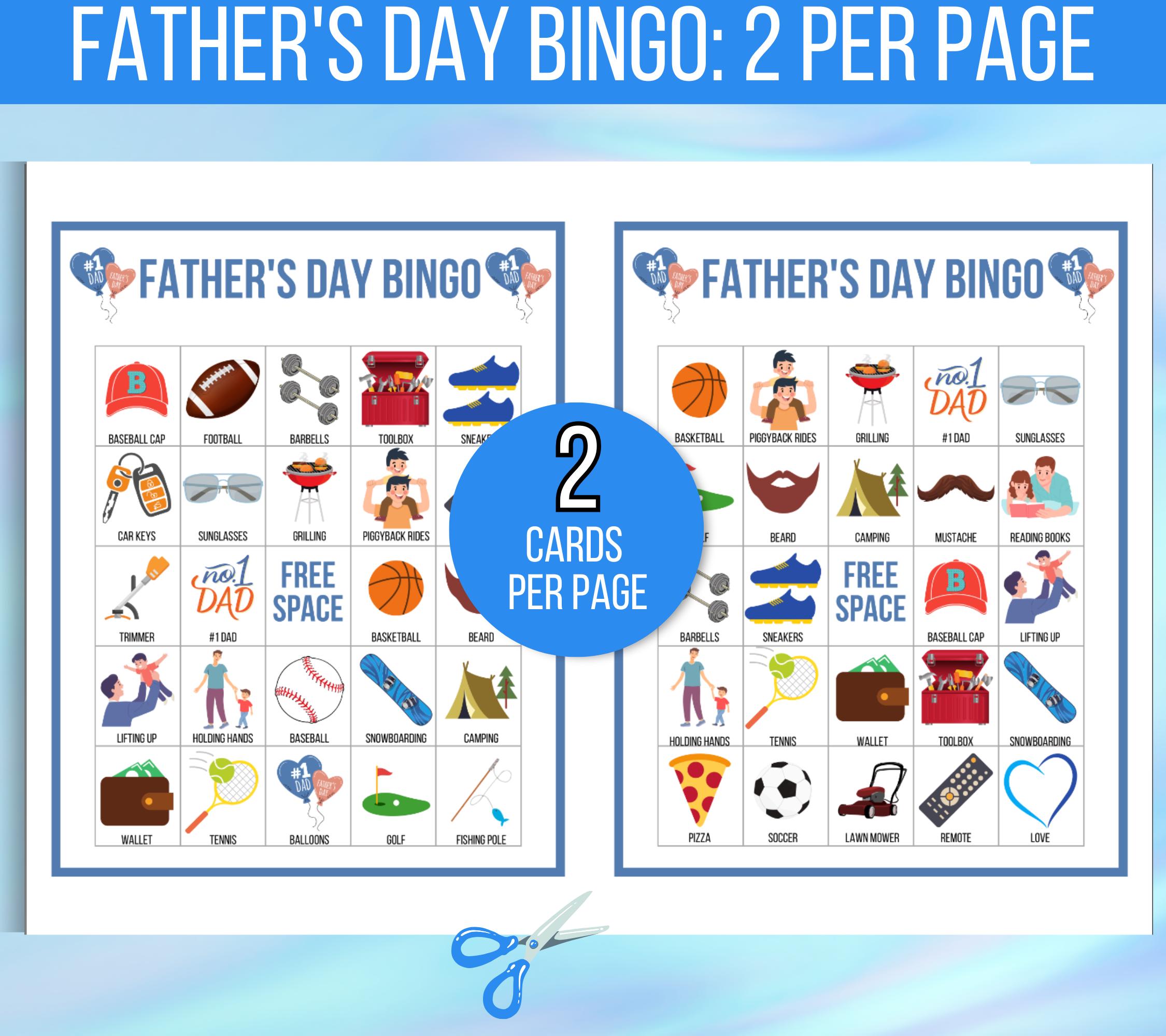 Printable Father's Day Bingo, 30 Father's Day Bingo Cards, Father's Day ...