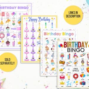 Birthday Bingo, 100 Birthday Party Bingo Cards, Birthday Game, Happy Birthday Bingo Board Game ...