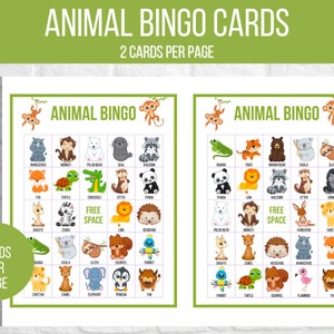 Animal Bingo, 30 Printable Animal Bingo Cards, Animal Party Game ...