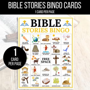 Bible Bingo, Bible Stories Bingo, 50 Bible Bingo Cards, Bible Activity ...