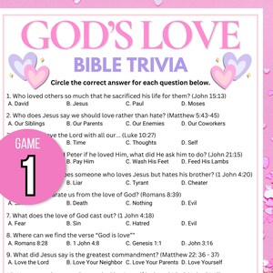 Gods Love Bible Trivia Game, Gods Love Game, Valentines Bible Trivia ...
