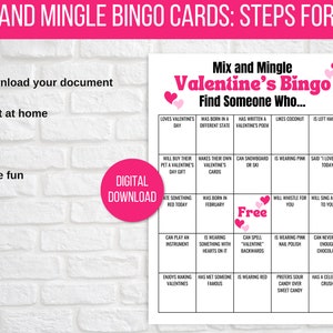 Valentine's Bingo, Valentine's Get to Know You Bingo, Find Someone Who ...