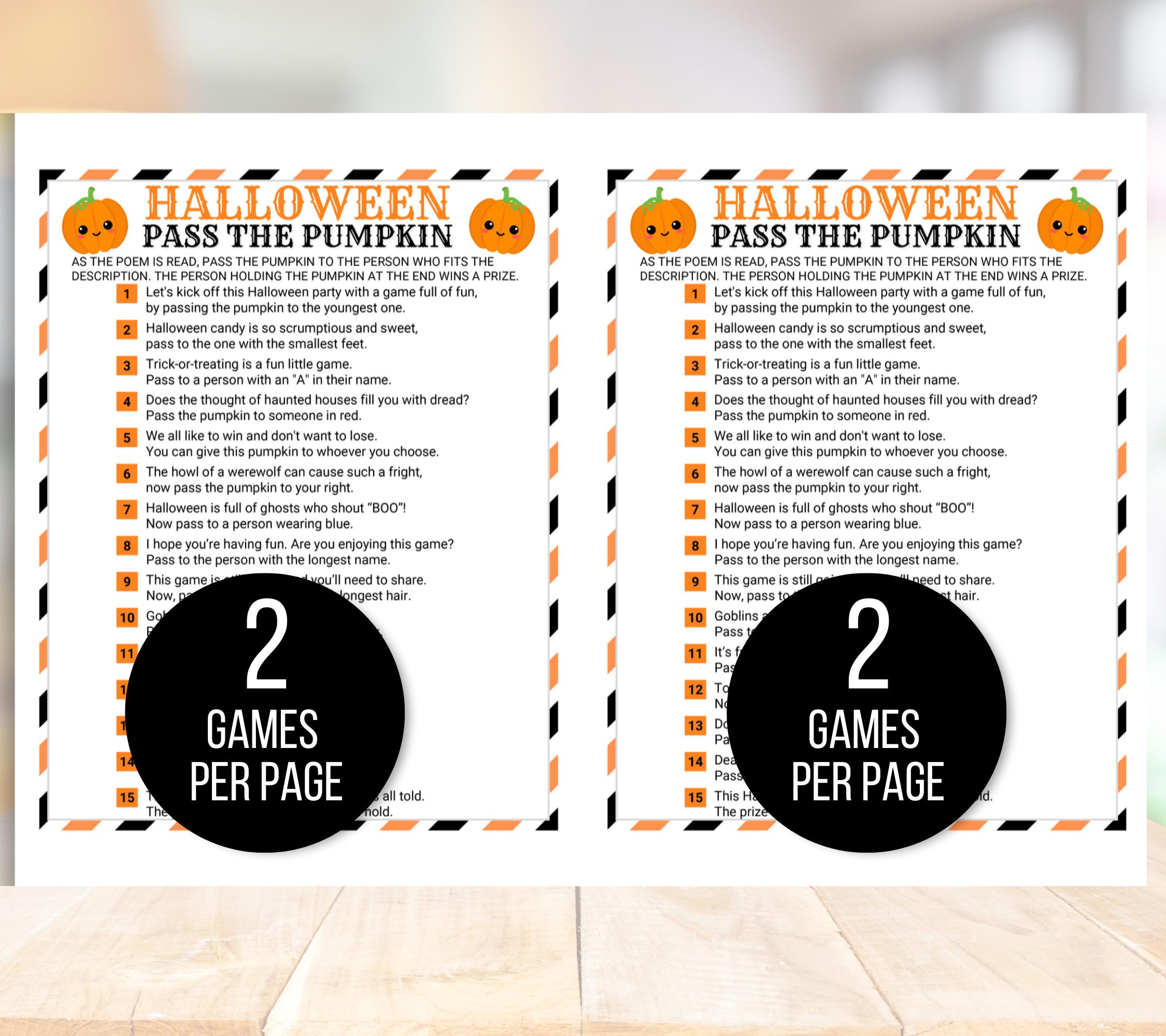 Pass the Pumpkin Games, Halloween Pass the Prize Games, Halloween Party ...