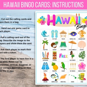 Hawaii Bingo, 30 Hawaii Bingo Cards, Luau Bingo, Aloha Bingo, Luau ...