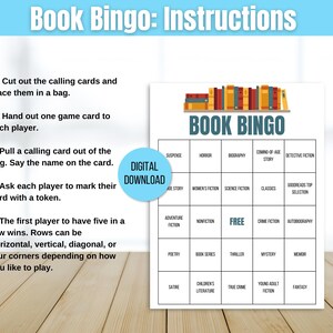 Book Bingo, 50 Book Club Bingo Cards, Book Bingo for Adults, Book ...