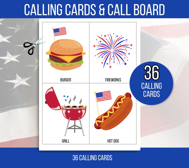 4th of July Bingo, 40 Fourth of July Bingo Cards, Patriotic Bingo ...