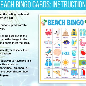 Beach Bingo, Fun in the Sun Bingo, 30 Printable Beach Bingo Cards ...