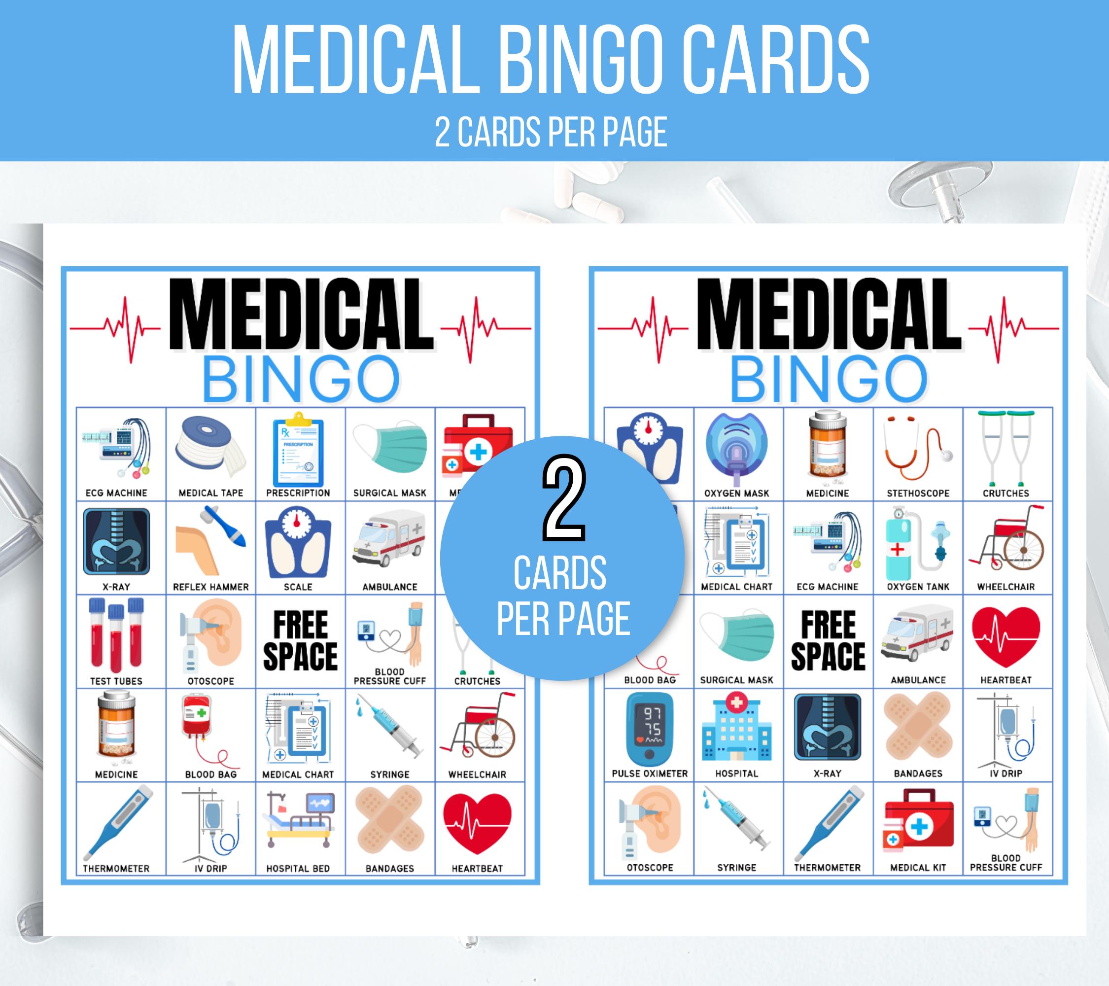 Medical Bingo, 40 Printable Medical Bingo Cards, Doctor Bingo, Nurse ...