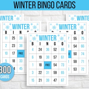 300 Winter Bingo Cards, 1, 2, or 4 per Page, Winter Party Game, Winter ...