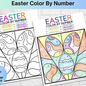 Easter Color by Number, 7 Printable Easter Coloring Pages, Easter ...