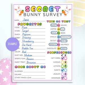 Easter Secret Bunny Survey, Easter Secret Gift Exchange, Secret Easter ...