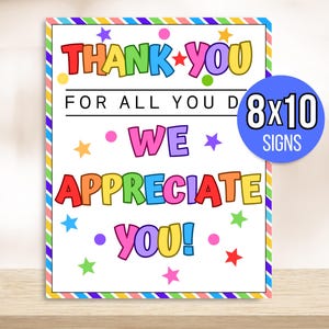 Printable Appreciation Signs, Staff Appreciation Signs, Appreciation ...