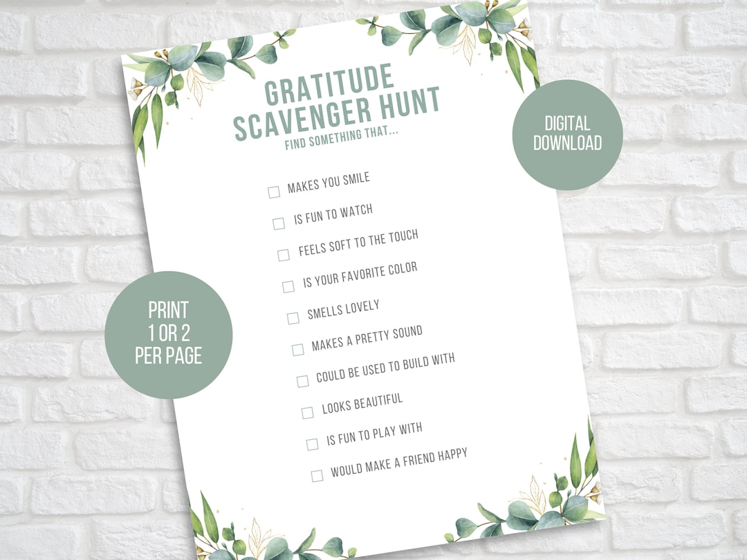 Gratitude Scavenger Hunt, Gratitude Scavenger Hunt for Kids, Gratitude ...