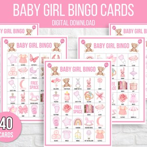 Baby Girl Bingo, Baby Shower Bingo, Baby Girl Shower Printable Game ...
