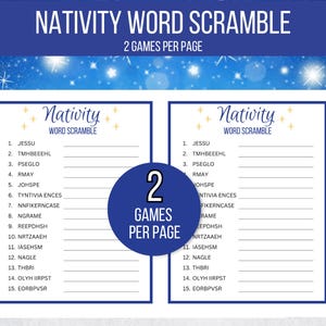 Nativity Word Scramble, Holiday Word Scramble, Christmas Word Scramble ...