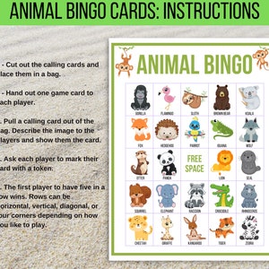Animal Bingo, 30 Printable Animal Bingo Cards, Animal Party Game ...