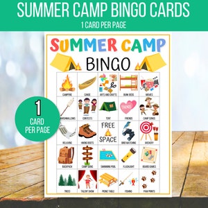Summer Camp Bingo, 30 Summer Camp Bingo Cards, Summer Camp Game, Camp ...