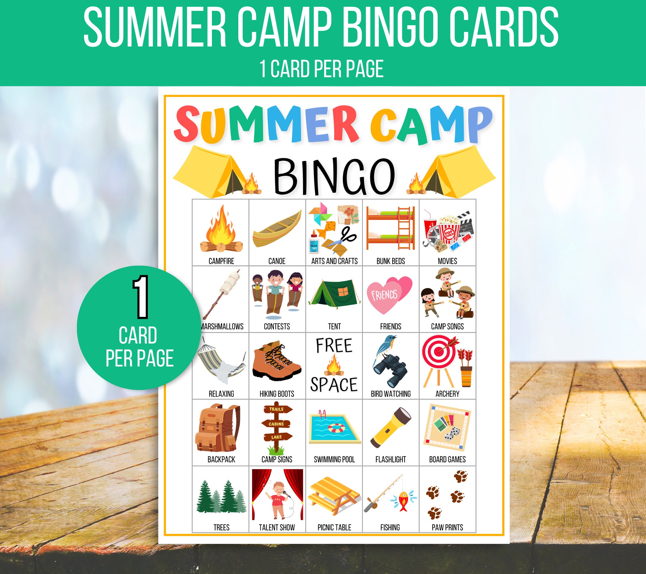 Summer Camp Bingo, 30 Summer Camp Bingo Cards, Summer Camp Game, Camp ...