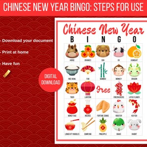 Chinese New Year Bingo, 30 Chinese New Year Bingo Cards, Chinese New ...
