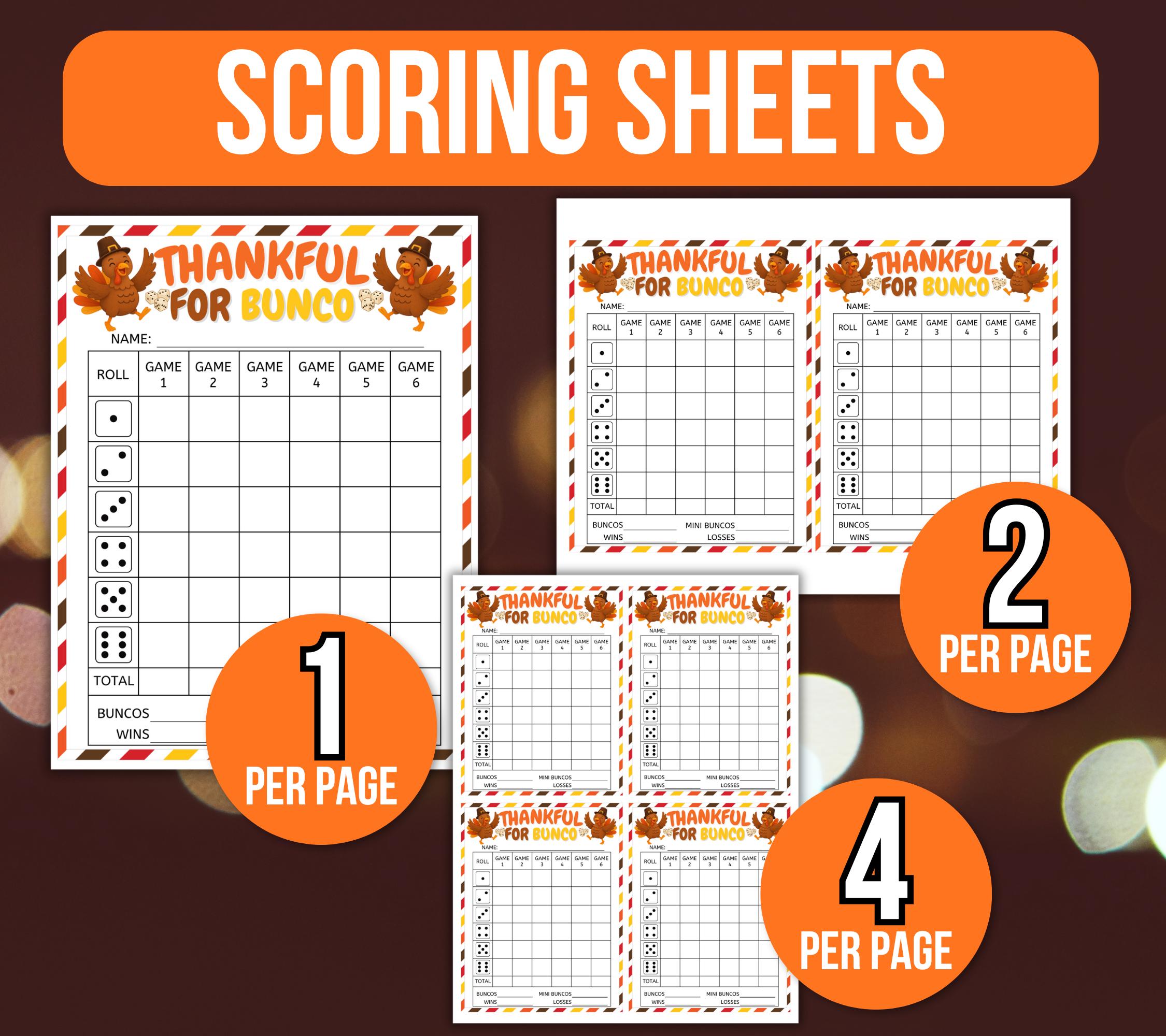 Thanksgiving Bunco Score Sheet, Thanksgiving Bunco, Thanksgiving Bunco ...