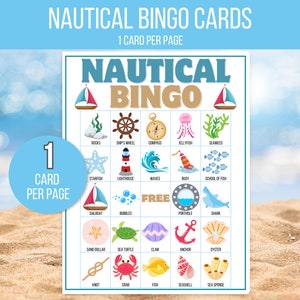 Nautical Bingo, 30 Ocean Bingo Cards, Under the Sea Bingo, Sailing ...