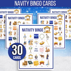 Nativity Bingo, 30 Nativity Bingo Cards, Christmas Bingo, Christmas ...