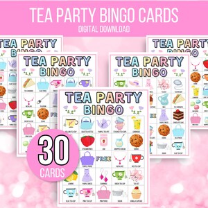Tea Party Bingo, 30 Printable Tea Party Bingo Cards, Tea Party Game ...