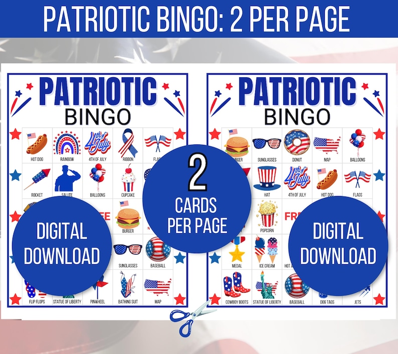 Patriotic Bingo, 40 Patriotic Bingo Cards, Patriotic Bingo, Veteran's ...