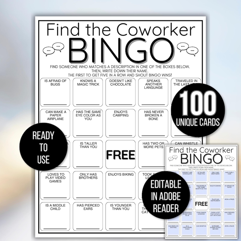 Staff Bingo Template - Etsy