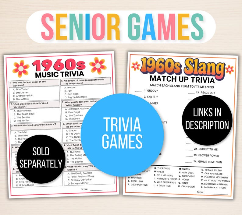Senior Games Bundle, Senior Party Games, Senior Riddles, Brain Games ...