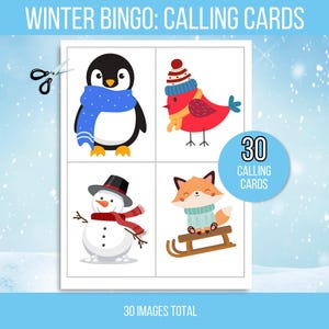 Winter Bingo, 30 Printable Winter Bingo Cards, Winter Activity for Kids ...