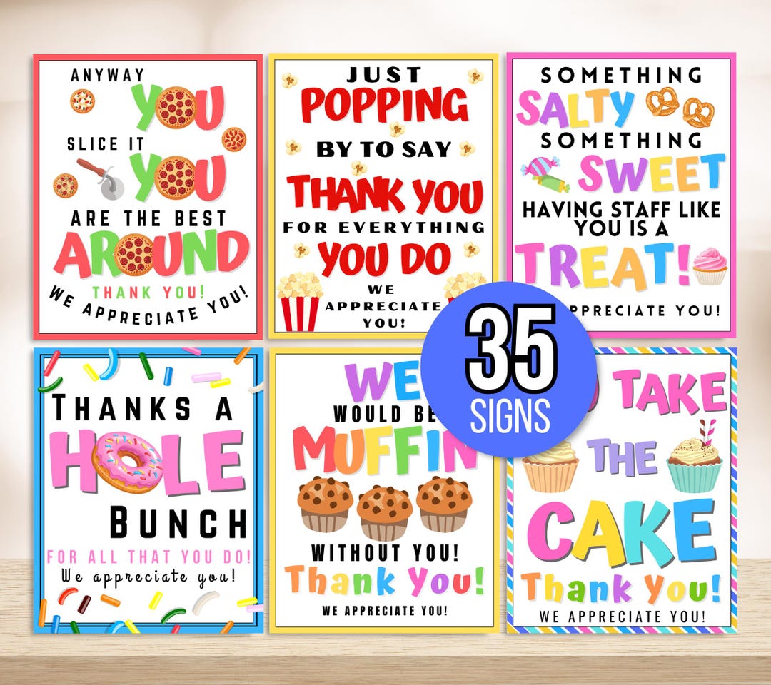 Printable Appreciation Signs, Staff Appreciation Signs, Appreciation ...