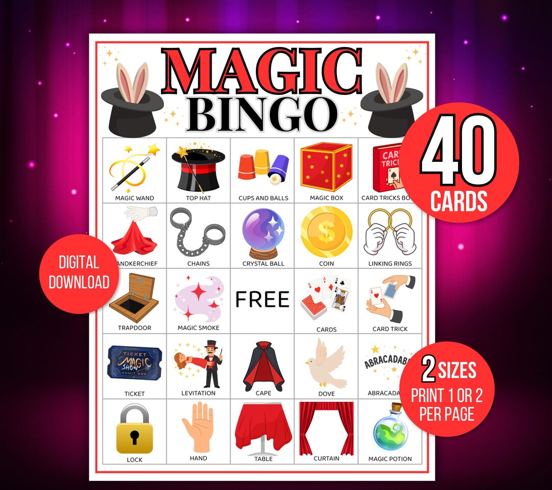 Magic Bingo, Magic Bingo Cards, Magic Game, Magic Activity, Magic Party ...